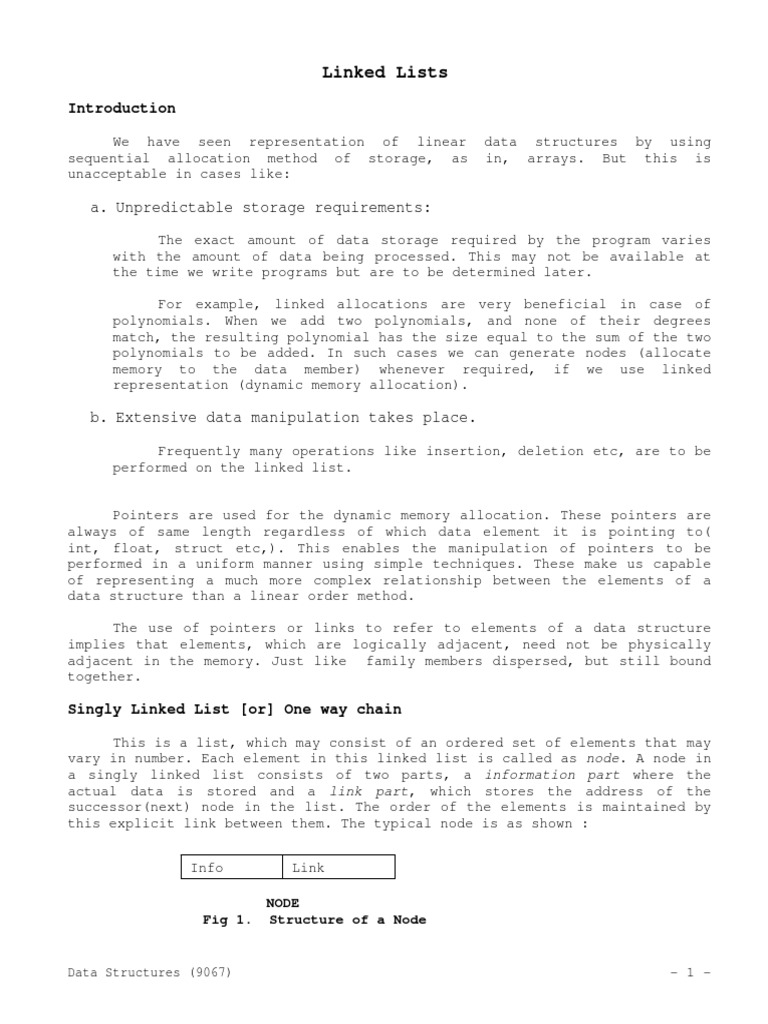 Linked Lists Notes Pdf Array Data Structure Pointer Computer Programming 3989