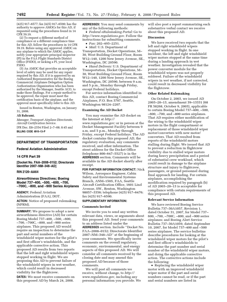 Proposed Rule: Airworthiness Directives: Boeing Model 737 400, 500, 600 ...