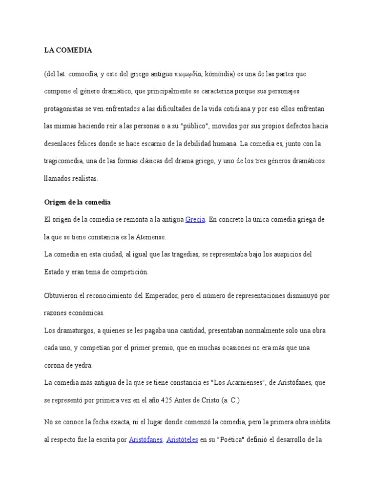 Orígenes y características de la comedia | PDF | Comedia