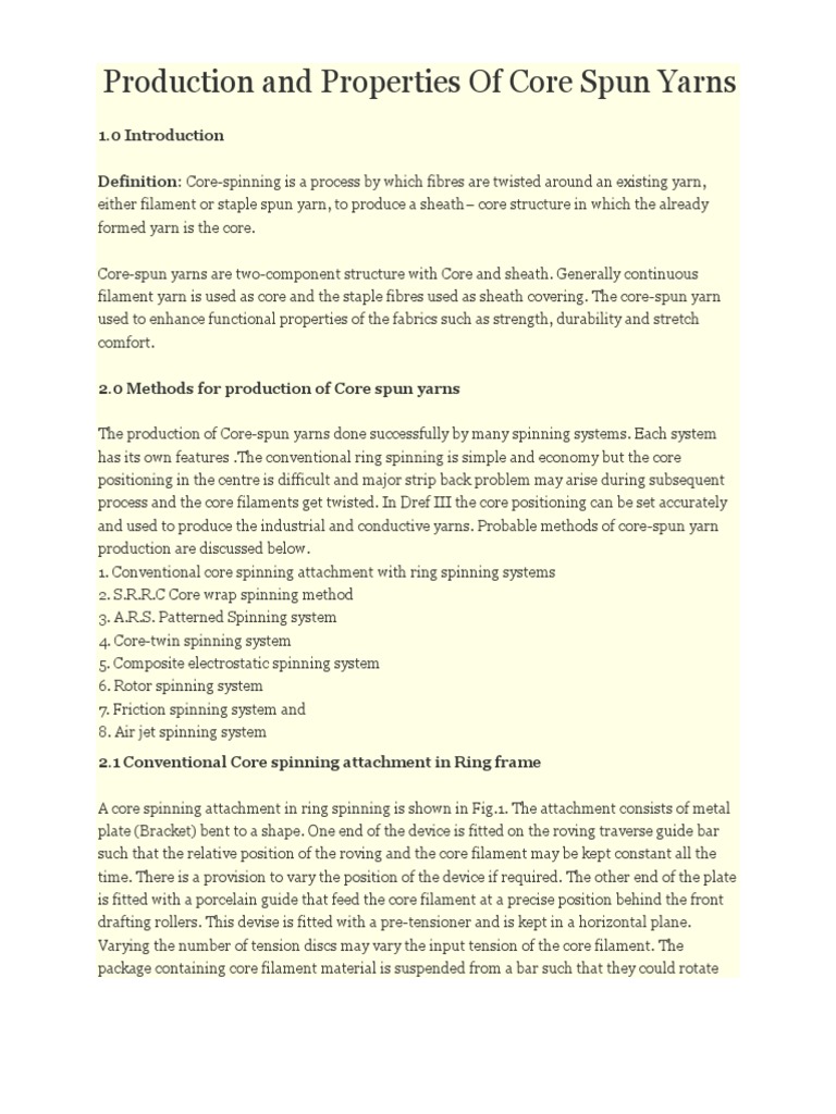 Production and Properties of Core Spun Yarns | PDF | Yarn | Spinning ...