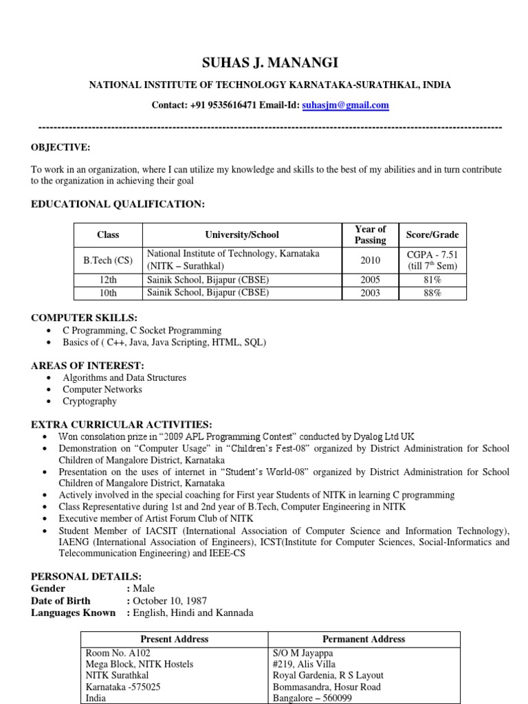 Suhas Resume | PDF | Cryptography | Transmission Control Protocol