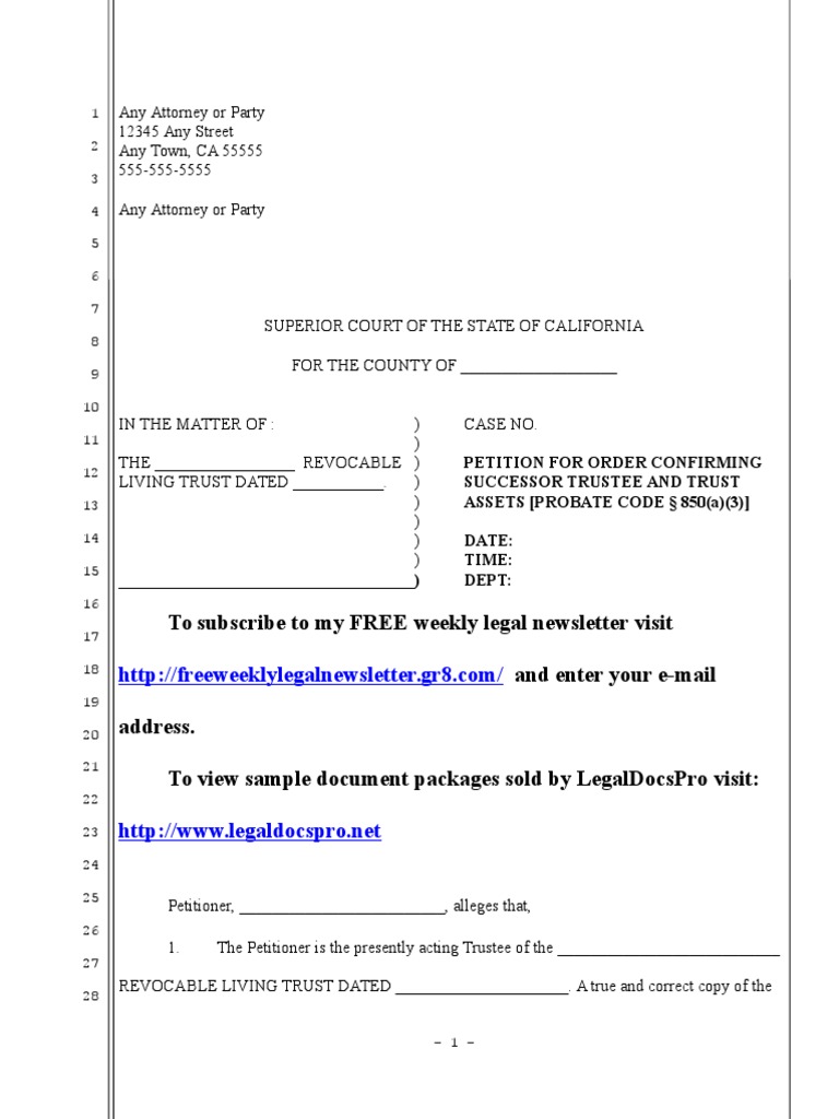Sample Heggstad Petition For California | PDF | Trust Law | Probate
