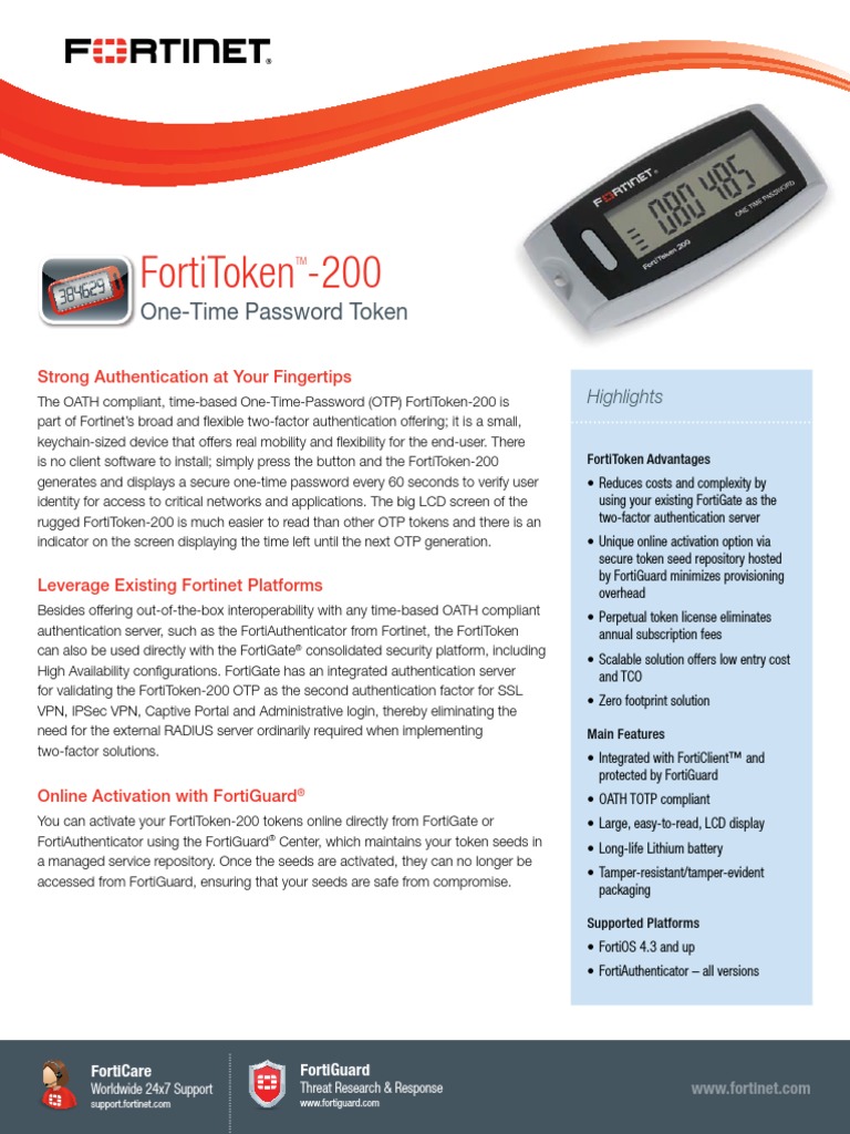 FortiToken 200 | PDF | Authentication | Crime Prevention