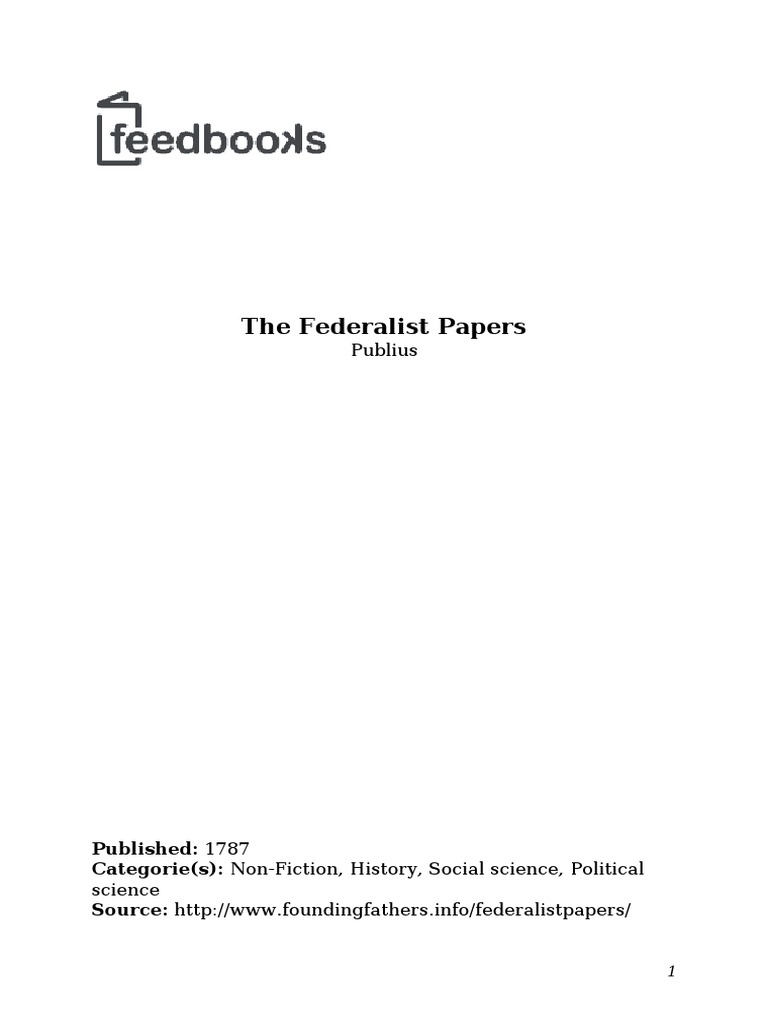 The Federalist Papers | PDF | The Federalist Papers | Ethical Principles