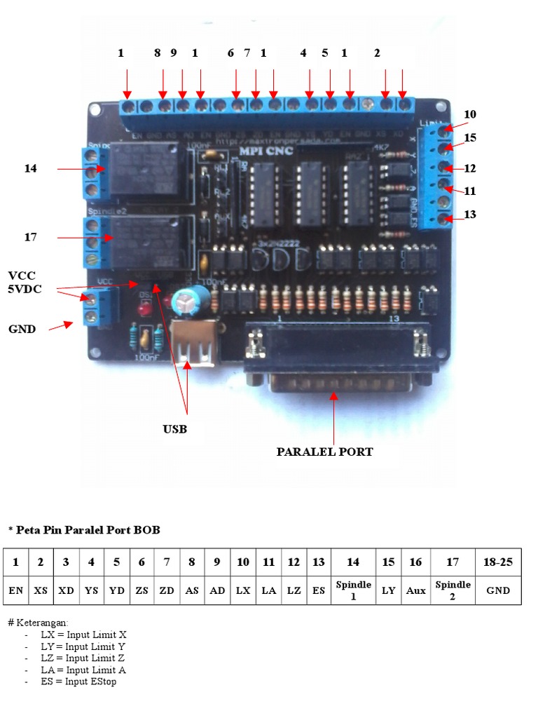 Mach3 BOB Pinout Configuration Guide | PDF | Computers