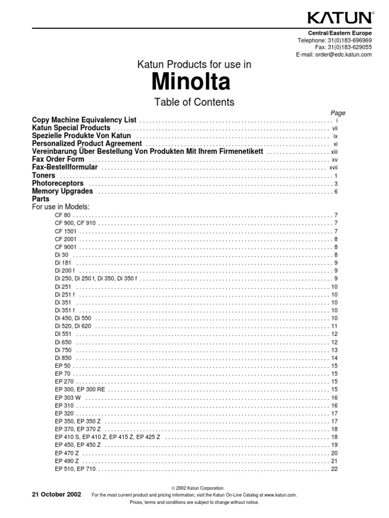 Minolta Catalog | PDF