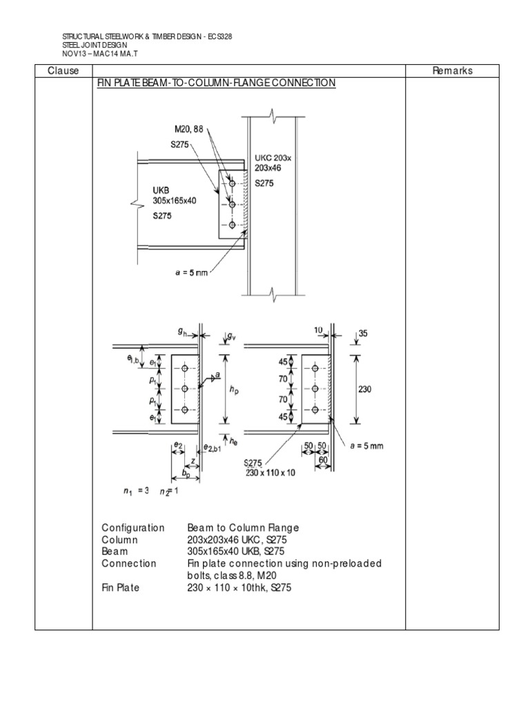 Fin Plate Connection Design Details | PDF | Screw | Structural Engineering