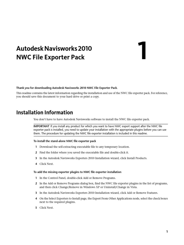 NWC Exporterspk Readme | PDF | Installation (Computer Programs) | Auto Cad