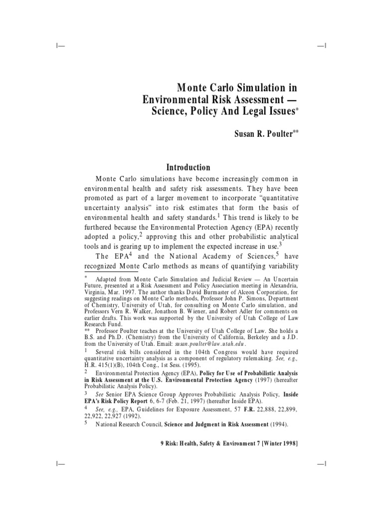 Monte Carlo Simulation in Environmental Risk Assessment - Science ...