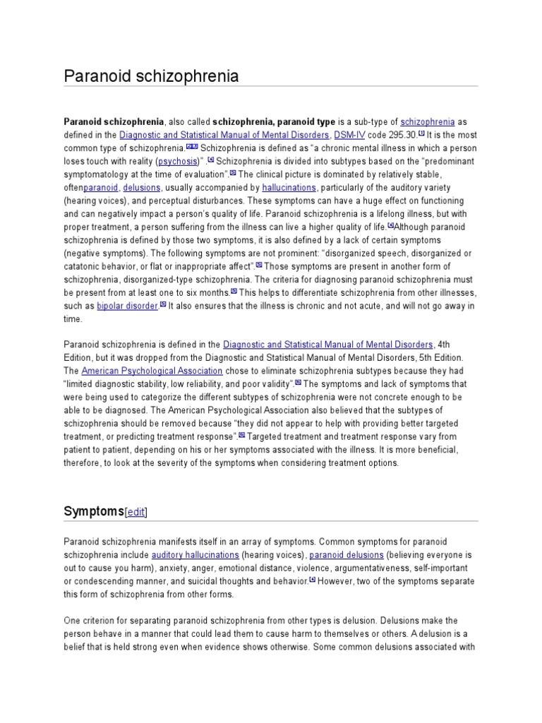 Paranoid Schizophrenia. | PDF | Schizophrenia | Medical Diagnosis