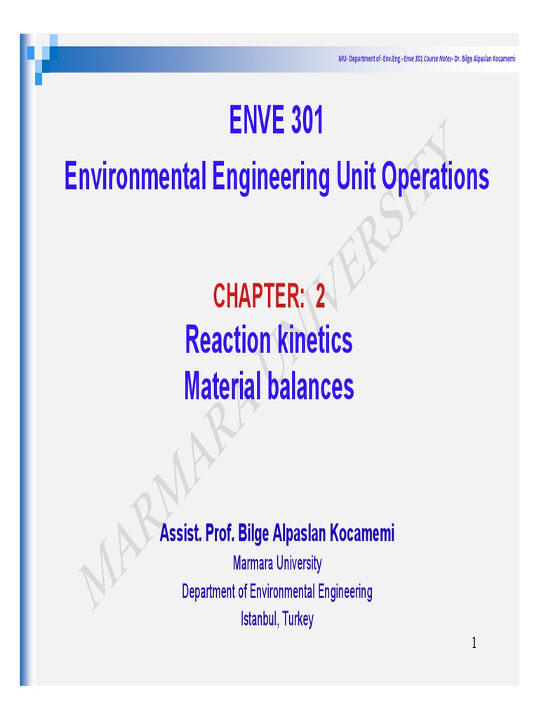 Reaction Kinetics in Environmental Engineering | PDF | Stoichiometry ...