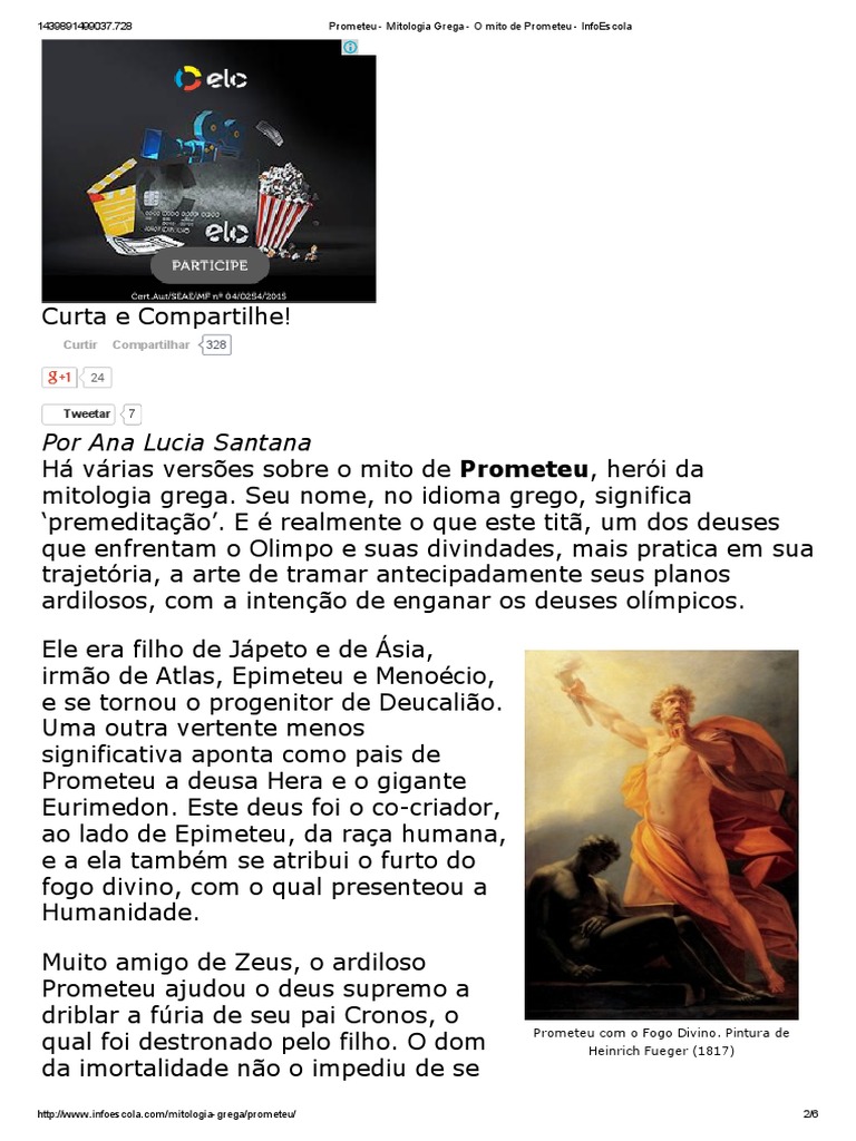 Prometeu - Mitologia Grega - O Mito de Prometeu - InfoEscola | Prometeu ...