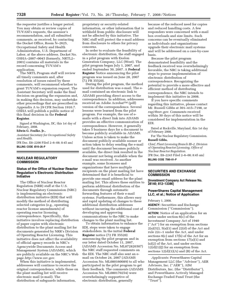 Notice: PowerShares Capital Management LLC, Et Al. Notice of ...