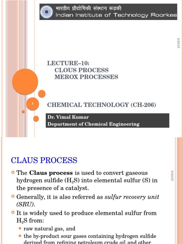 Lecture-10-Clous and Merox Processes | PDF | Chemical Engineering ...