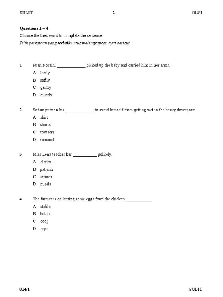 Language Exercise: Sentence Completion | PDF | Foods