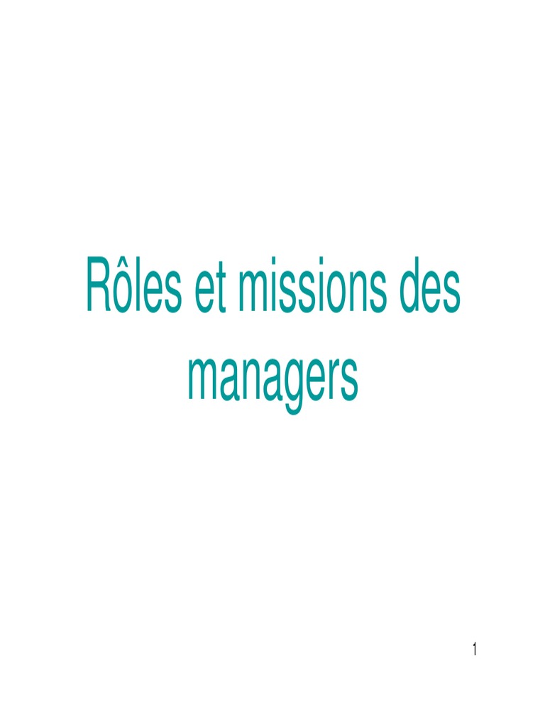 Roles Et Missions Du Manager | PDF | Business | Psychologie