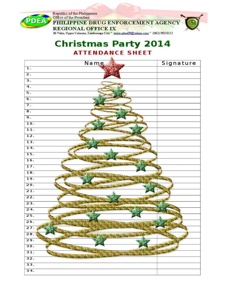 Attendance Sheet Christmas Party | PDF