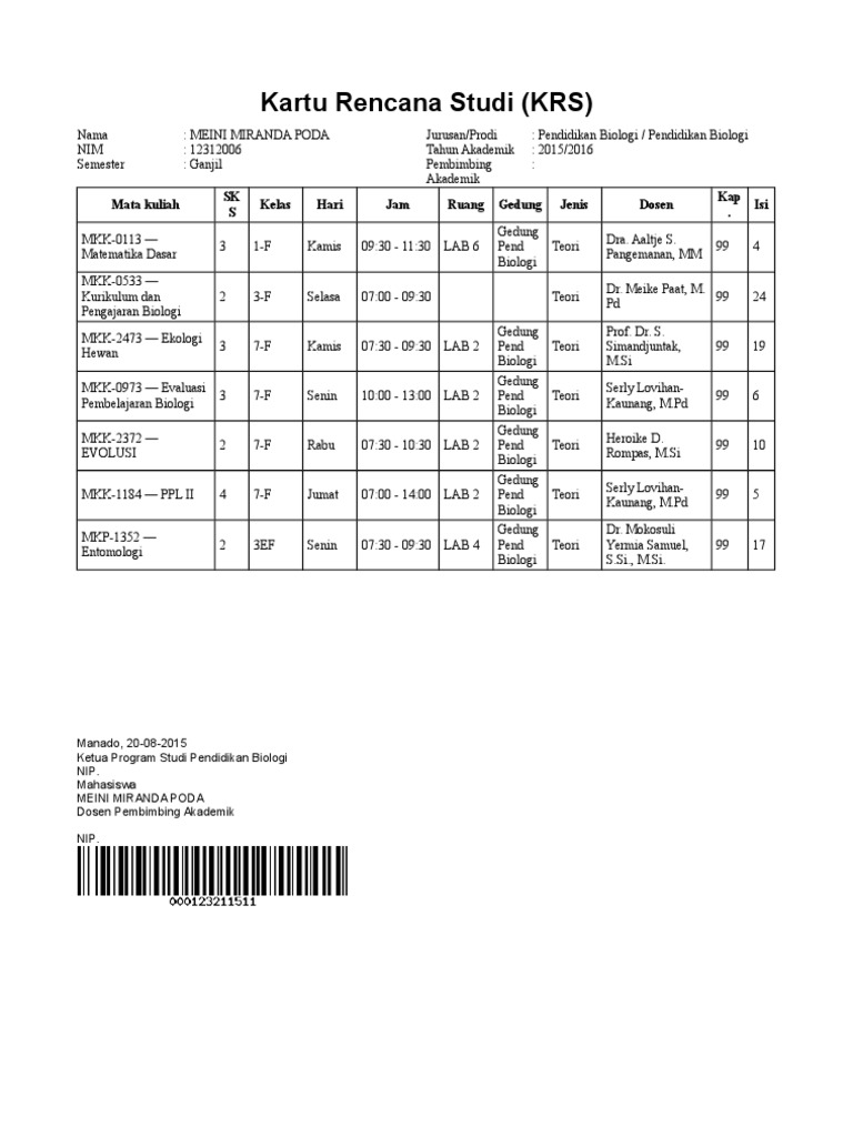 Kartu Rencana Studi | PDF