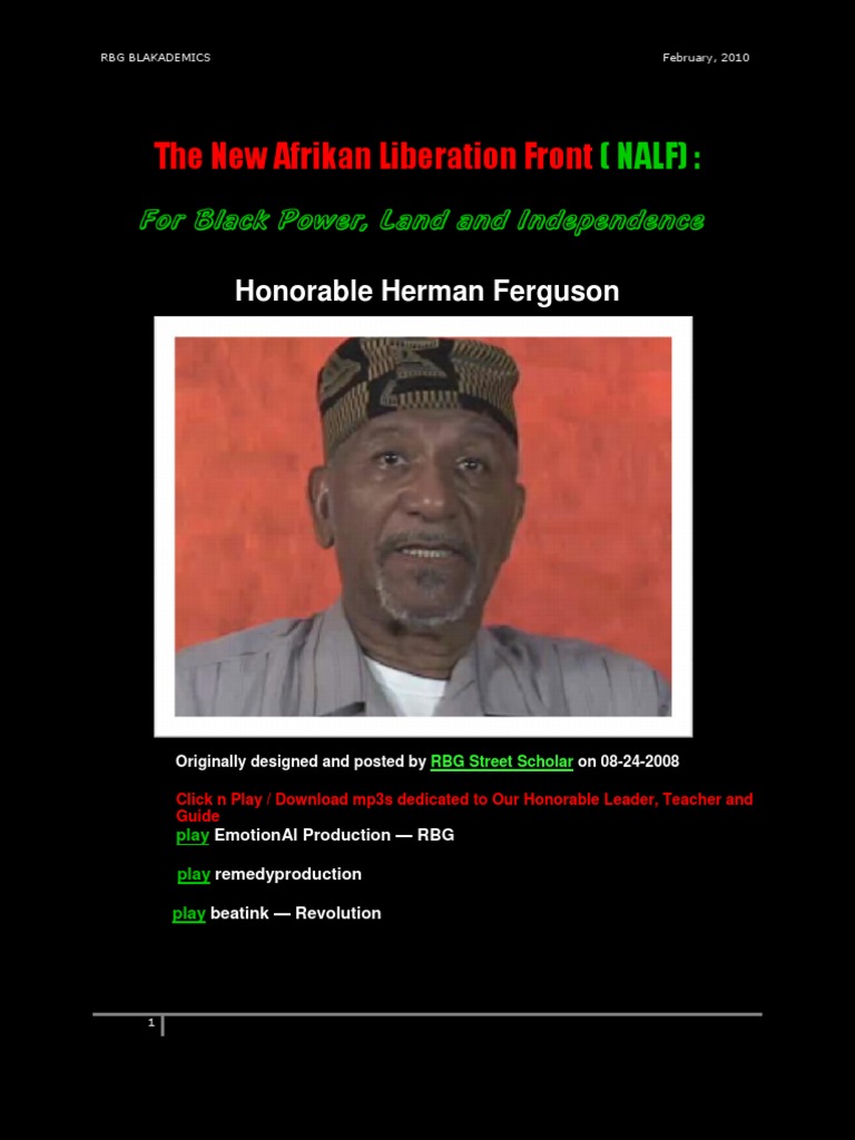 The New Afrikan Liberation Front Honorable Herman Ferguson | PDF | Malcolm X | Self Determination