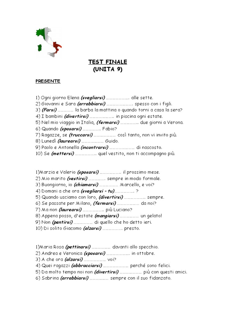 Verbi Riflessivi Esercizi | PDF