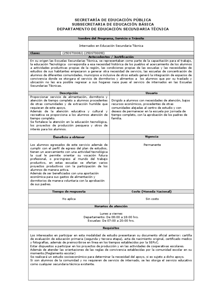 Formato Internado en FORMATO INTERNADO EN EDUCACIÓN SECUNDARIAEducación Secundaria | PDF ...