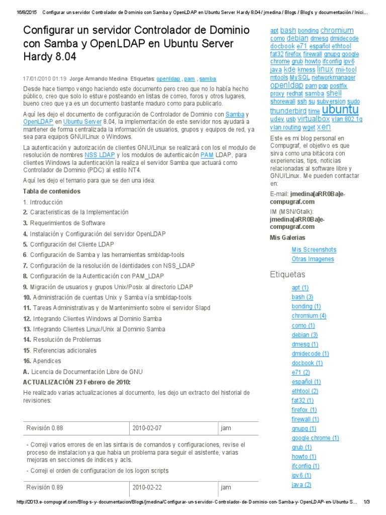 Configurar Un Servidor Controlador de Dominio Con Samba y OpenLDAP en Ubuntu Server Hardy 8 ...