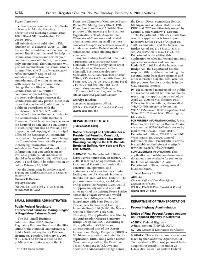 Notice: Application For A Presidential Permit To Construct, Operate ...