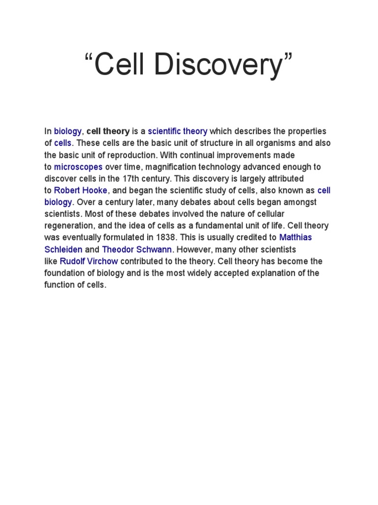 Robert Hooke and Cell Discovery | PDF