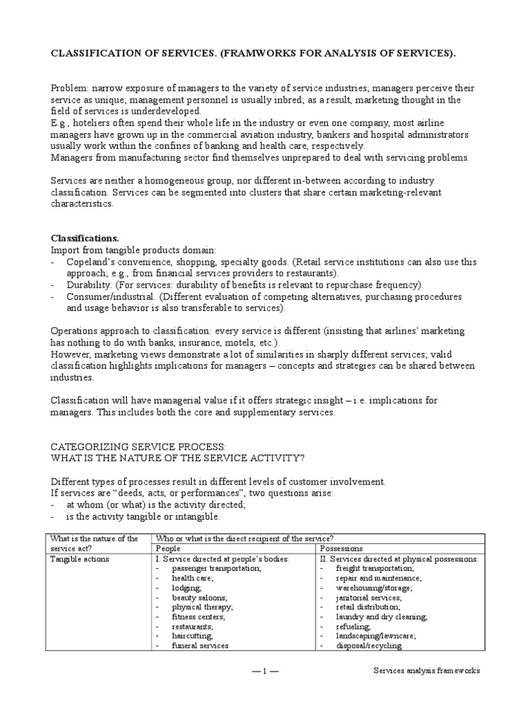 Lecture 05 Classification of Services | PDF | Strategic Management ...