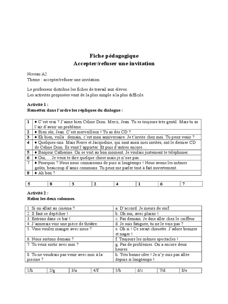 Invitations: Accepter ou Refuser | PDF