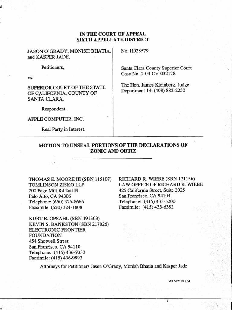 00723-20050702 Motion To Unseal | PDF | Public Law | Social Institutions