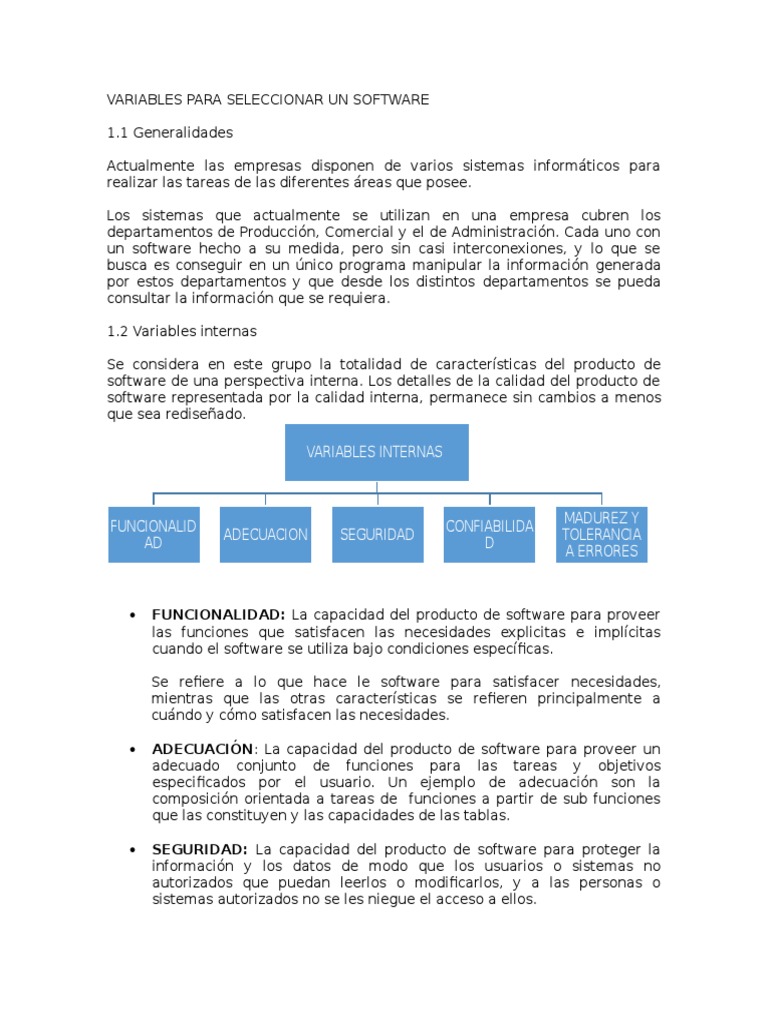 Variables para Seleccionar Un Software | PDF | Planificación de ...