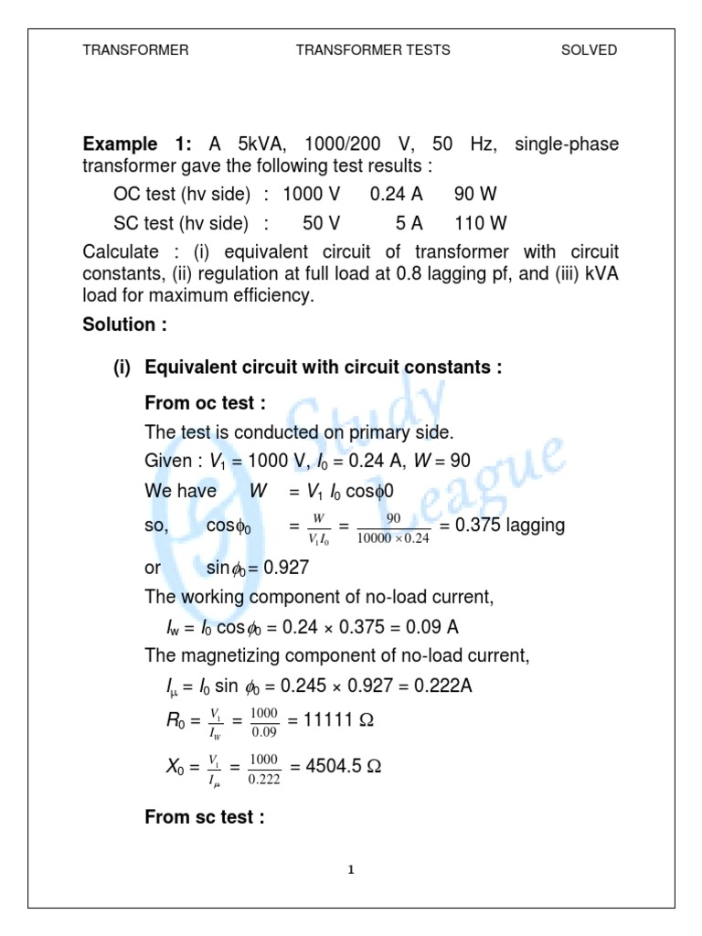 Solved | PDF | Transformer | Electrical Equipment