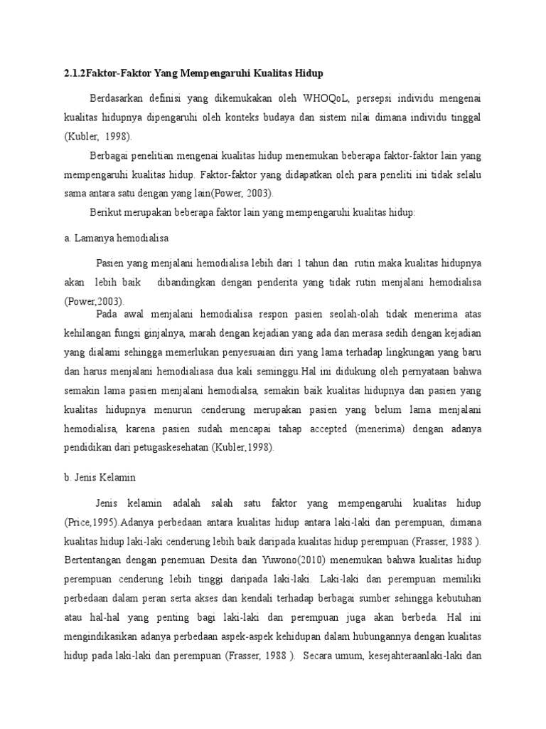 Faktor Yg Mempengaruhi Kualitas Hidup | PDF