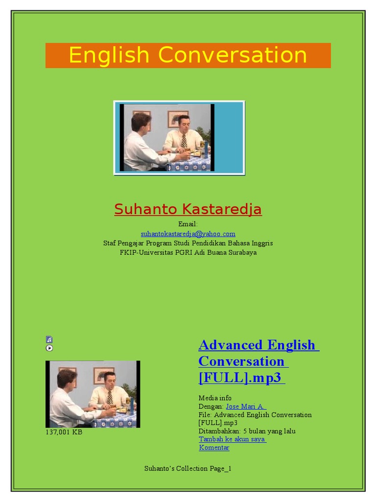 English Conversation | PDF | Karier & Perkembangan | Kajian Bahasa Asing