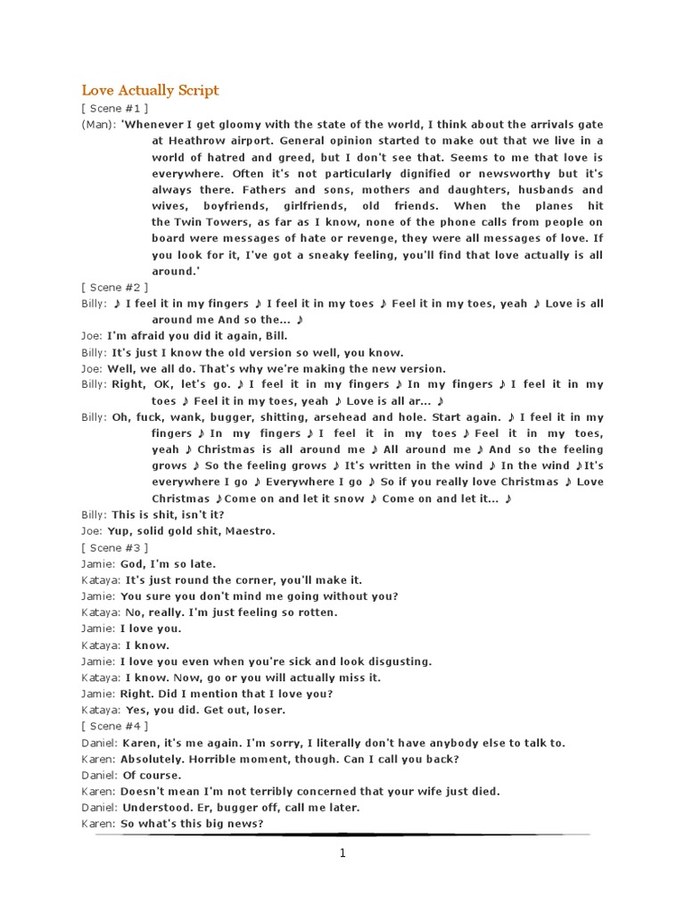 Love Actually Script | PDF
