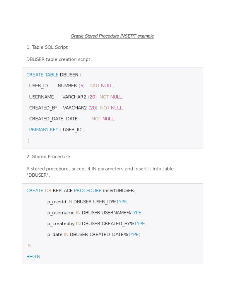 Oracle Stored Procedure I | PDF | Pl/Sql | Sql