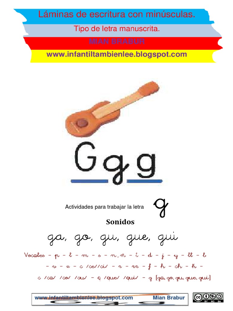 Lectoescritura Mian Brabur - LETRA G - Sonidos Ga, Gue, Gui, Go, Gu | PDF | Naturaleza