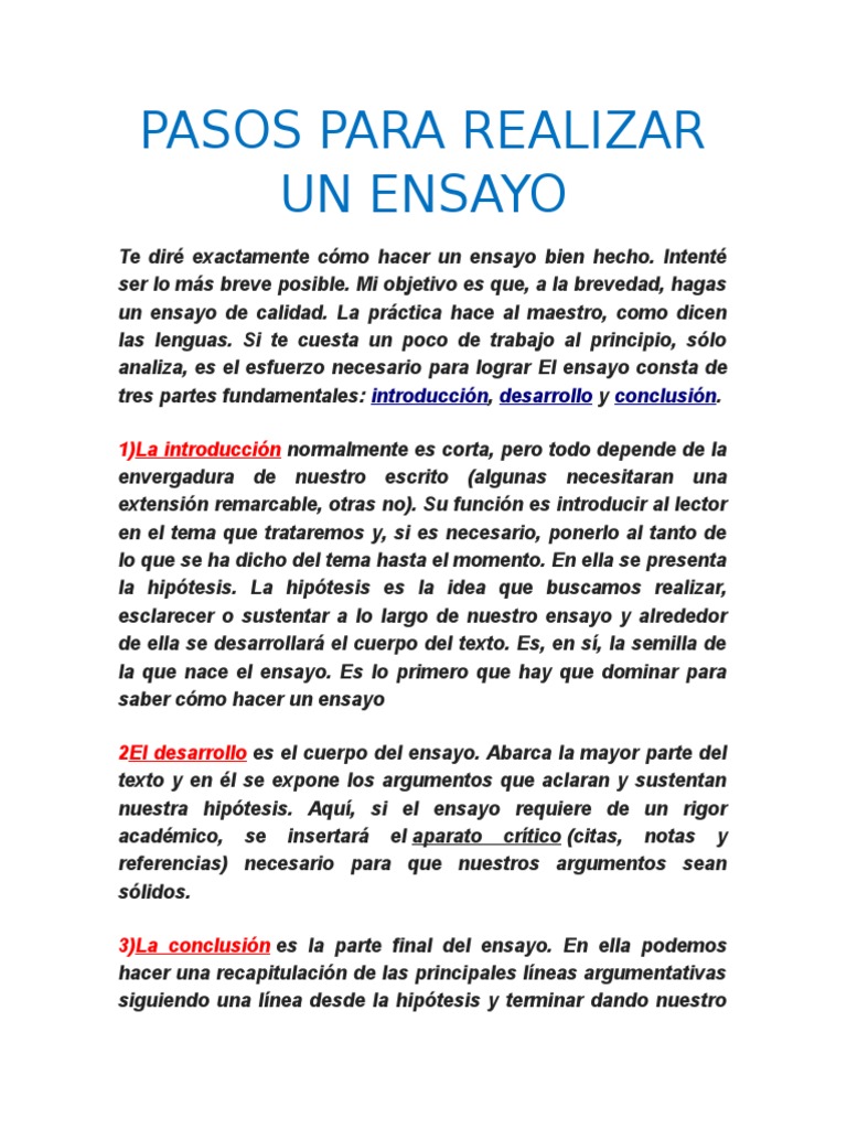 Cómo elaborar un ensayo correctamente | PDF