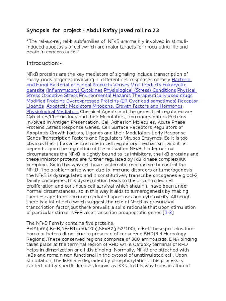 Abdul Rafay Javed Roll No 23 | PDF | Nf κb | Apoptosis
