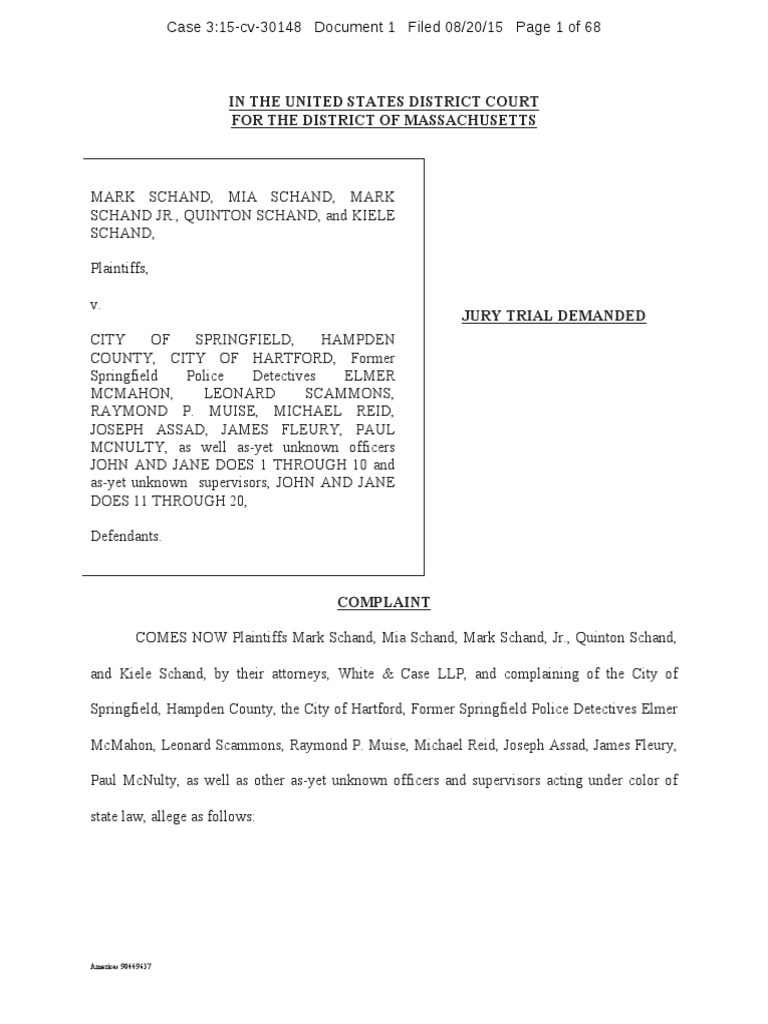 Federal Suit Filed Against Springfield, Hartford | PDF | Complaint ...