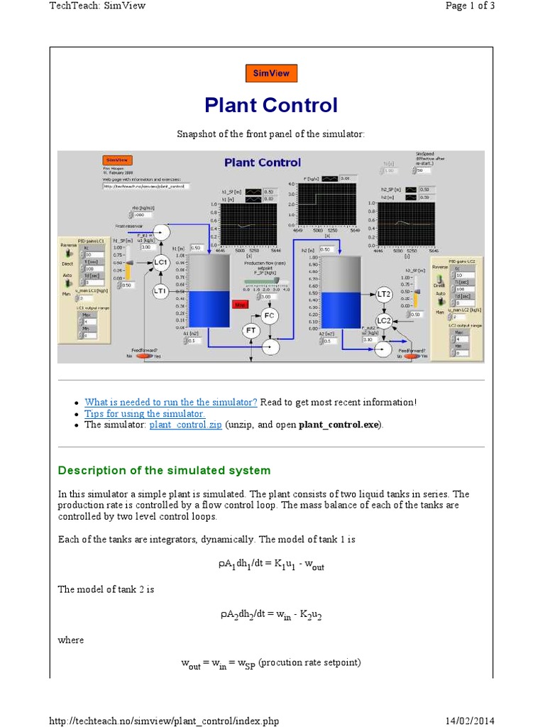 Techteach - No Simview Plant Control Index | PDF | Simulation | Emergence
