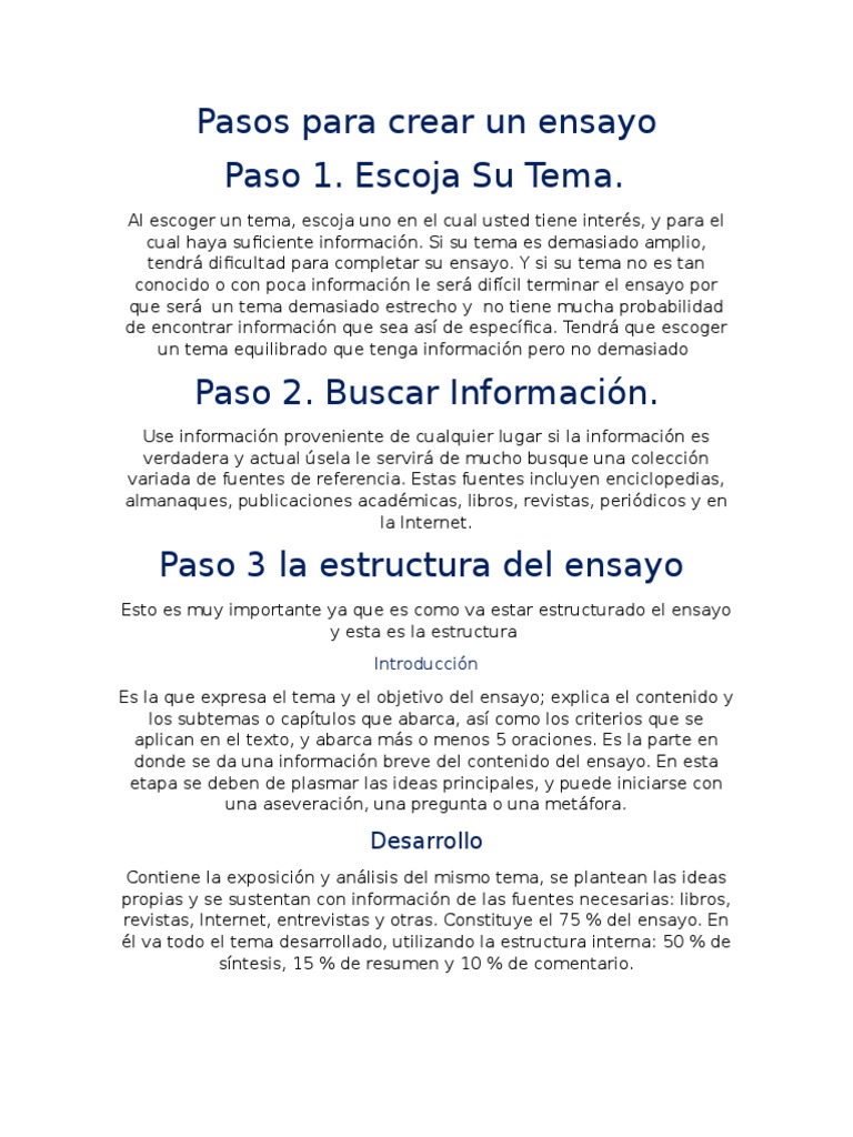 Pasos para Crear Un Ensayo | PDF | Ensayos | Ciencia cognitiva