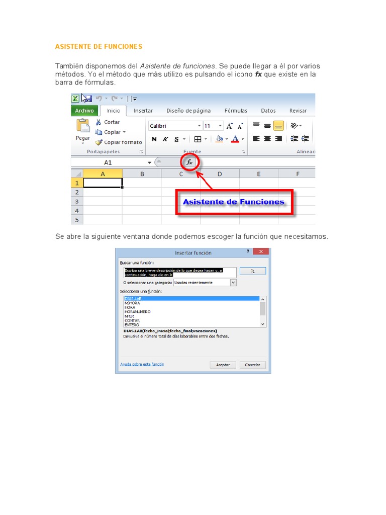 Asistente de Funciones Excel | PDF