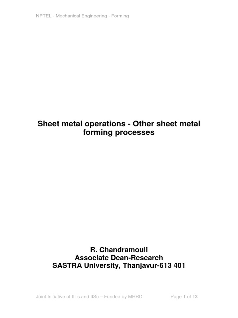 Sheet Metal Forming Techniques Explained | PDF | Deformation ...