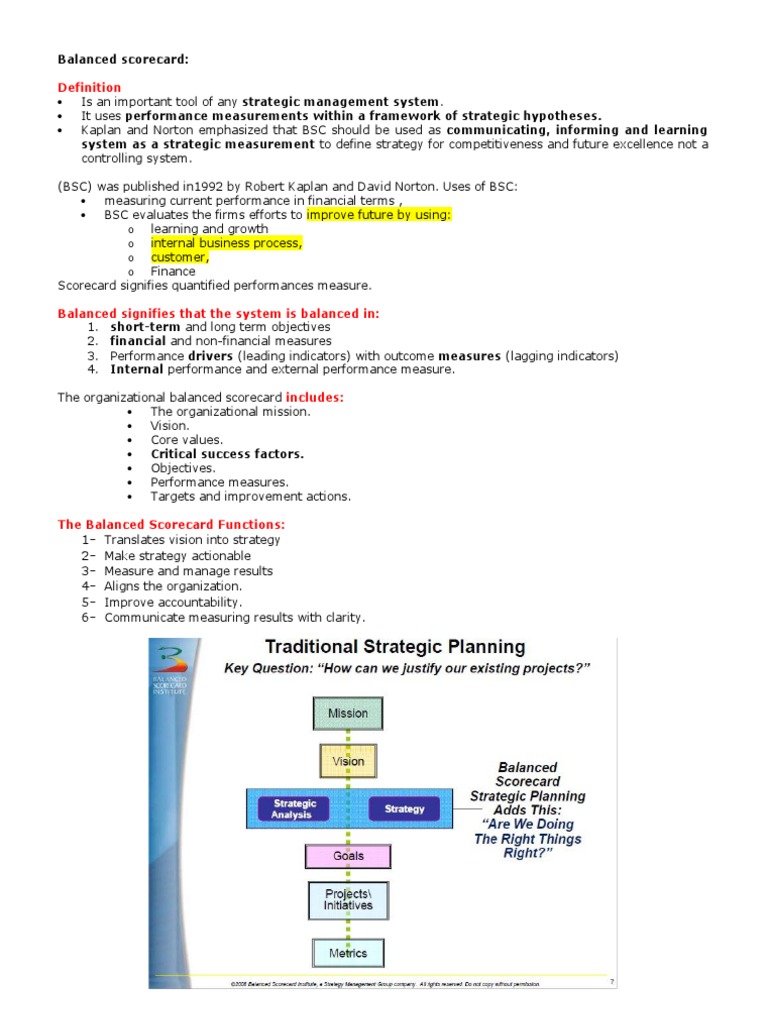 Balanced Scorecard | PDF | Strategic Management | Business Process
