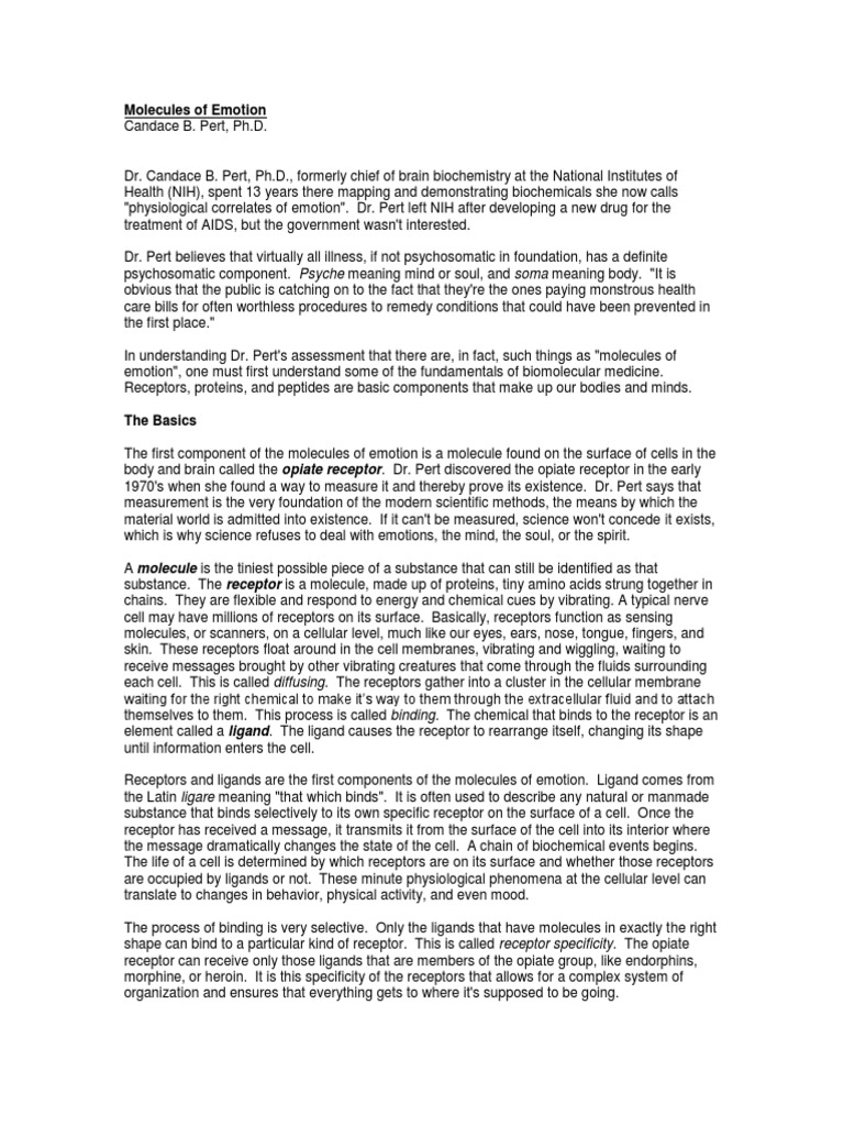 Molecules of Emotions | PDF | Neuropeptide | Brain