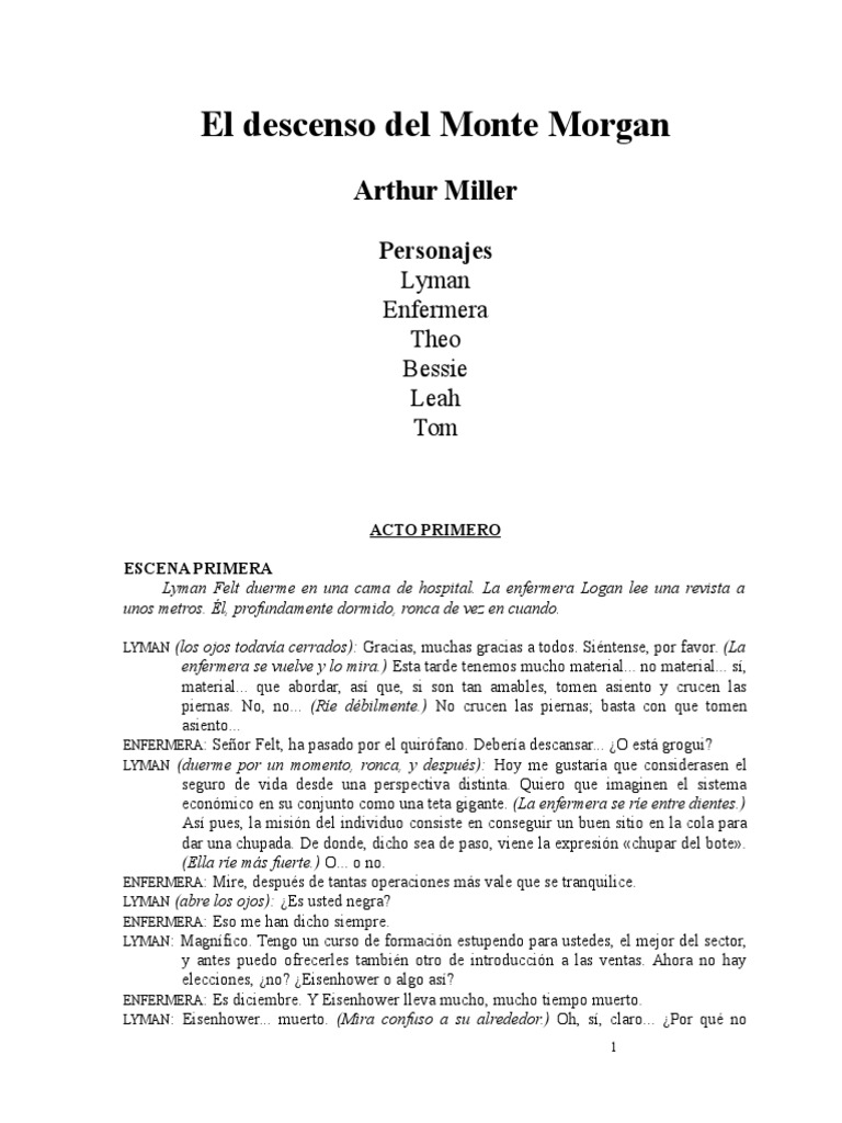 Miller Arthur - El Descenso Del Monte Morgan | PDF | Verdad | Amor
