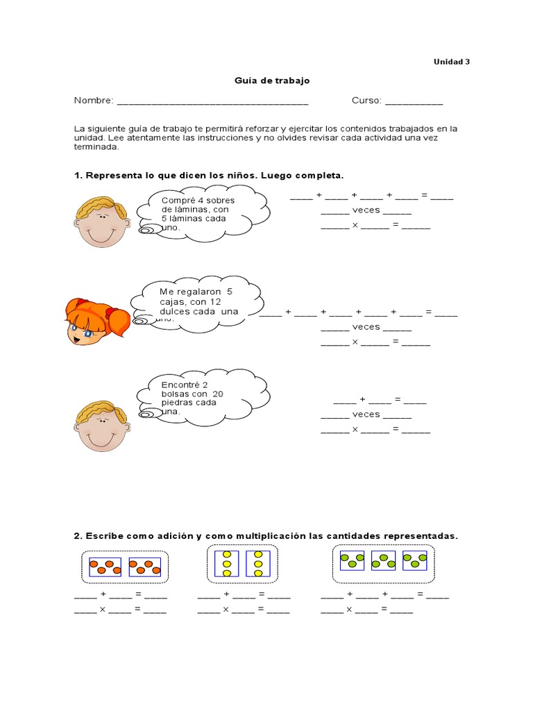 Multiplicación y División para 3° Básico | PDF | Multiplicación ...