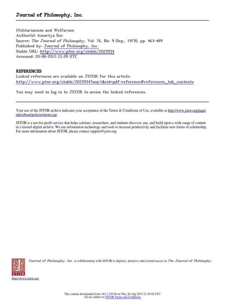 Critique of Utilitarianism and Welfarism | PDF | Utilitarianism ...